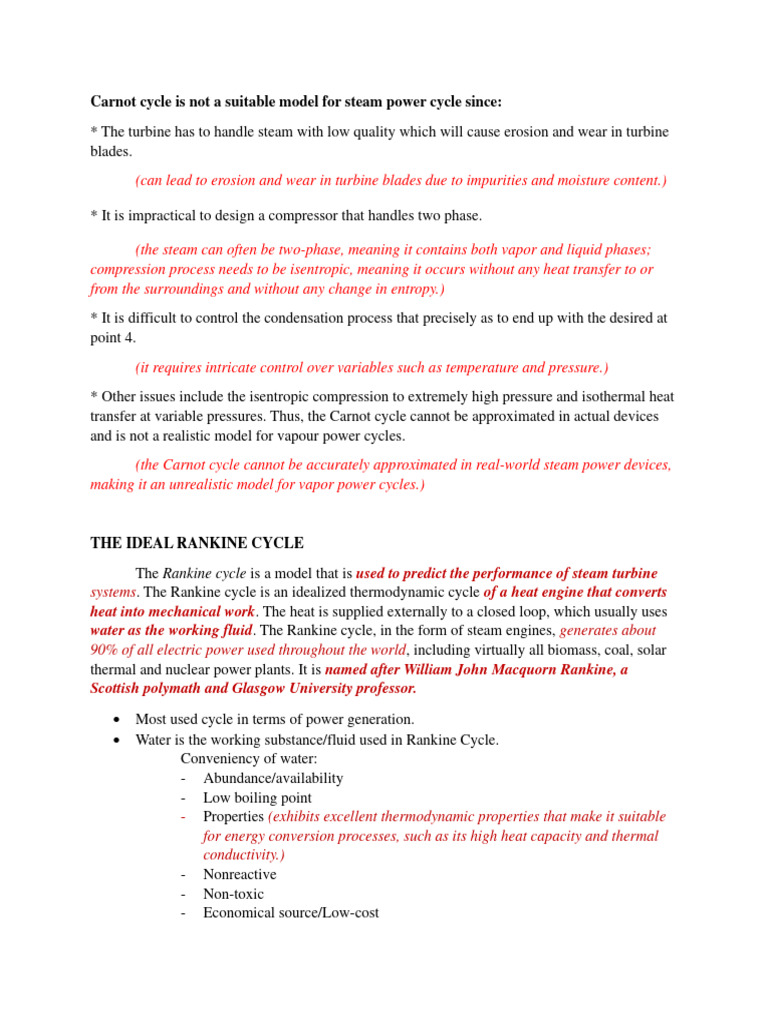 Rankine Cycle Reviewer | PDF | Steam | Power Station
