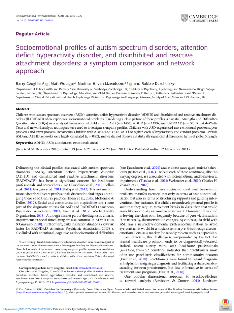 Div Class Title Socioemotional Profiles of Autism Spectrum Disorders Attention Deficit ...