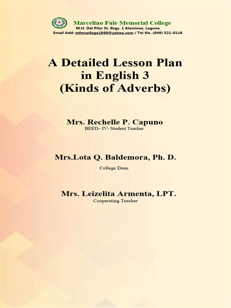 The Final Detailed LP (adverb) | PDF | Adverb | Verb