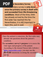 Secondary Survey in First Aid | PDF