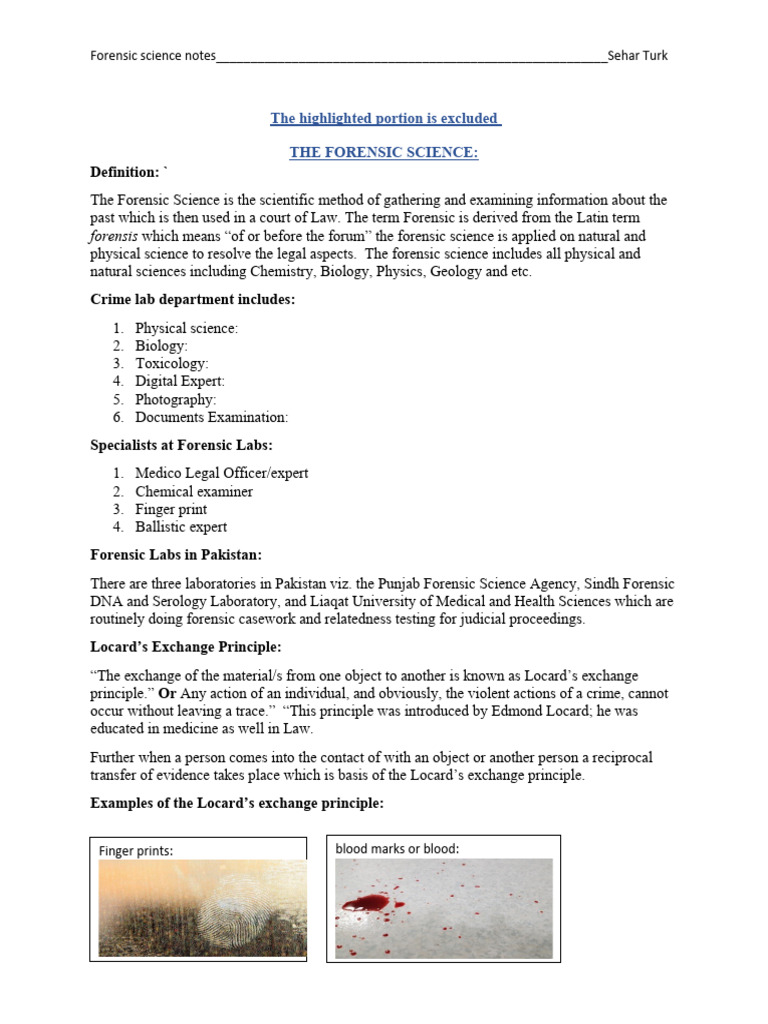 Forensic Science Notes | PDF | Crime Scene | Autopsy