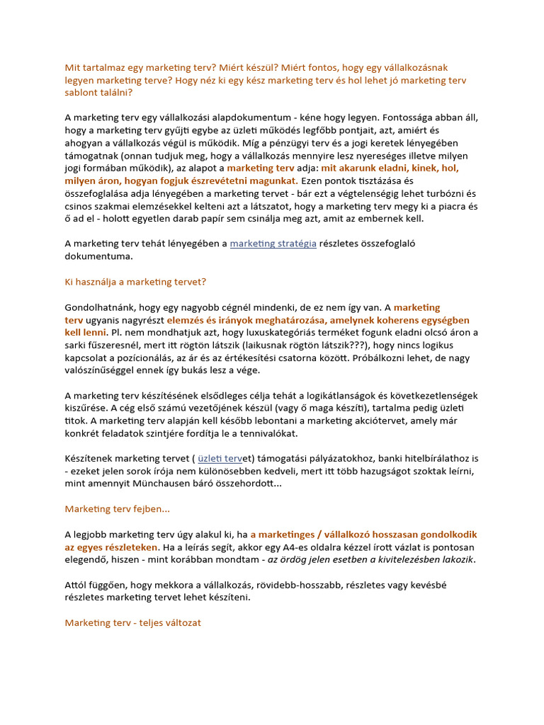 Marketing Terv | PDF