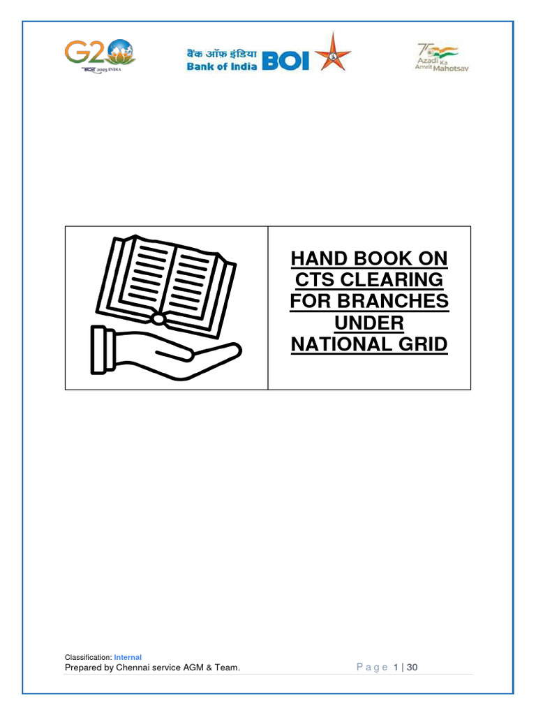 Handbook On CTS Clearing For Branches | PDF | Cheque | Payments