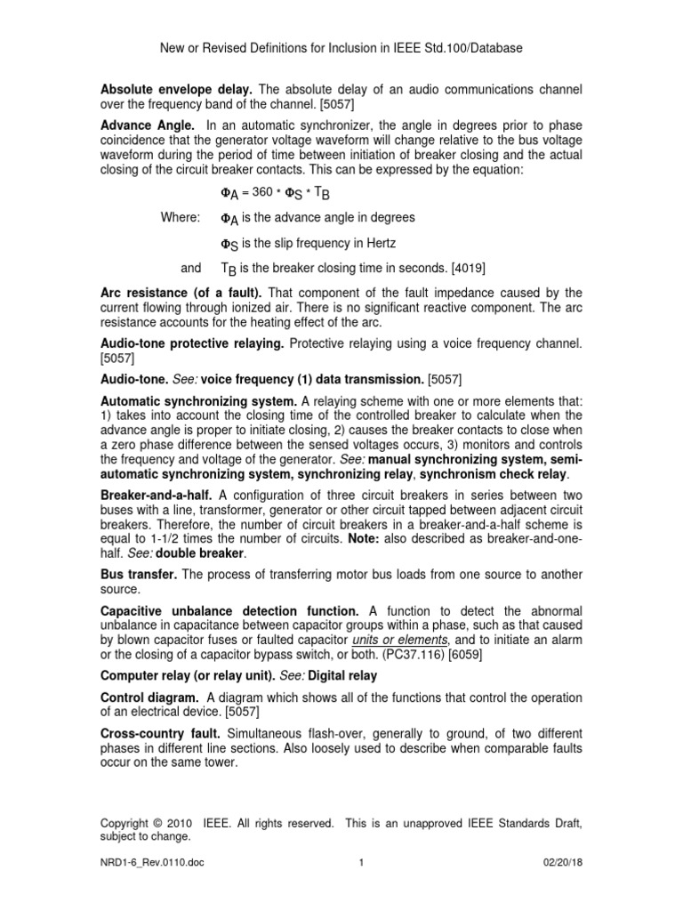 terminology-IEEE PES | Download Free PDF | Relay | Transformer