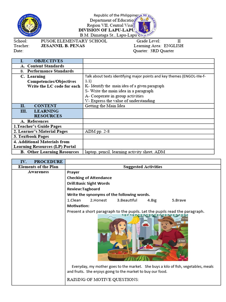 Iplan-English Q3W6 | PDF | Cognition | Learning