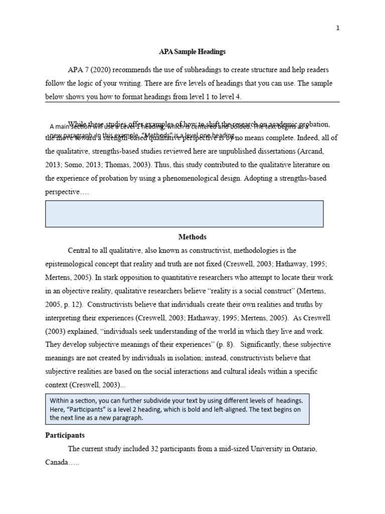 Sample of Different Level Headings | PDF | Qualitative Research ...