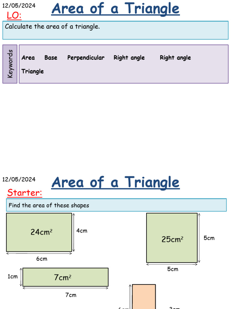 Triangle Area Calculation Guide | PDF | Area | Length