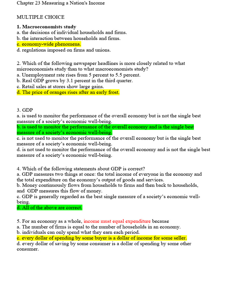 Bản sao của Quiz 1 - Chapter 23 Measuring a Nation - Solution | PDF | Gross Domestic Product ...