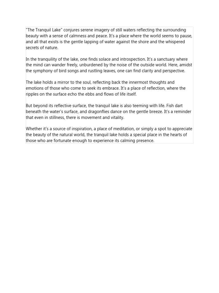 A The Tranquil Lake | PDF