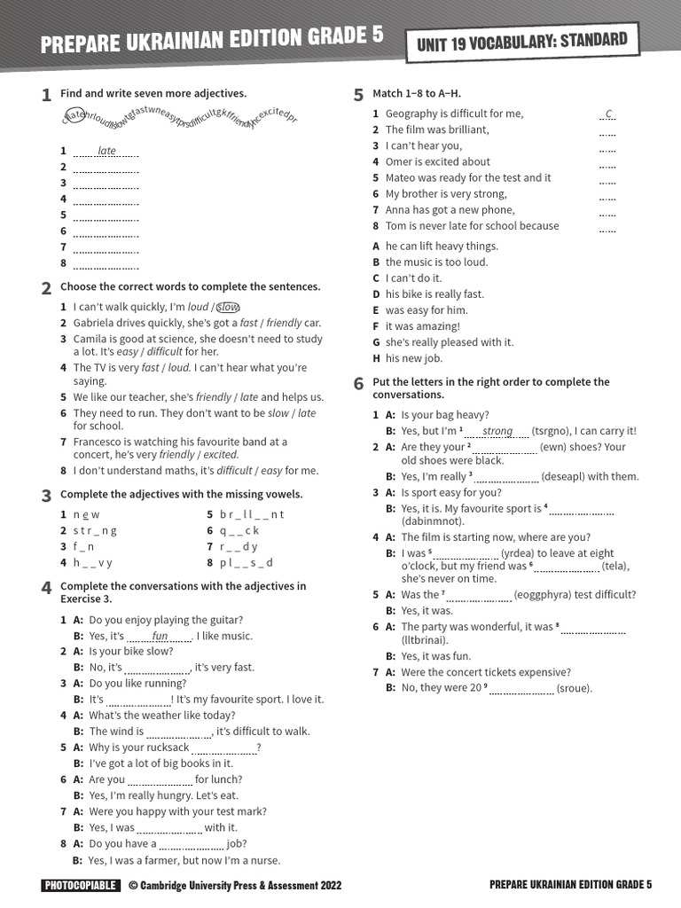 Prepare 5 Vocabulary Standard Unit 19 | Download Free PDF | Linguistics