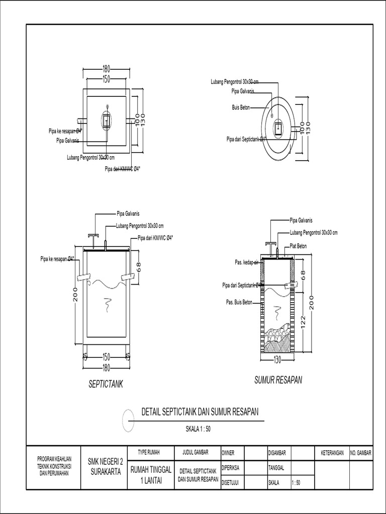 Detail Septictank Dan Sumur Resapan | PDF