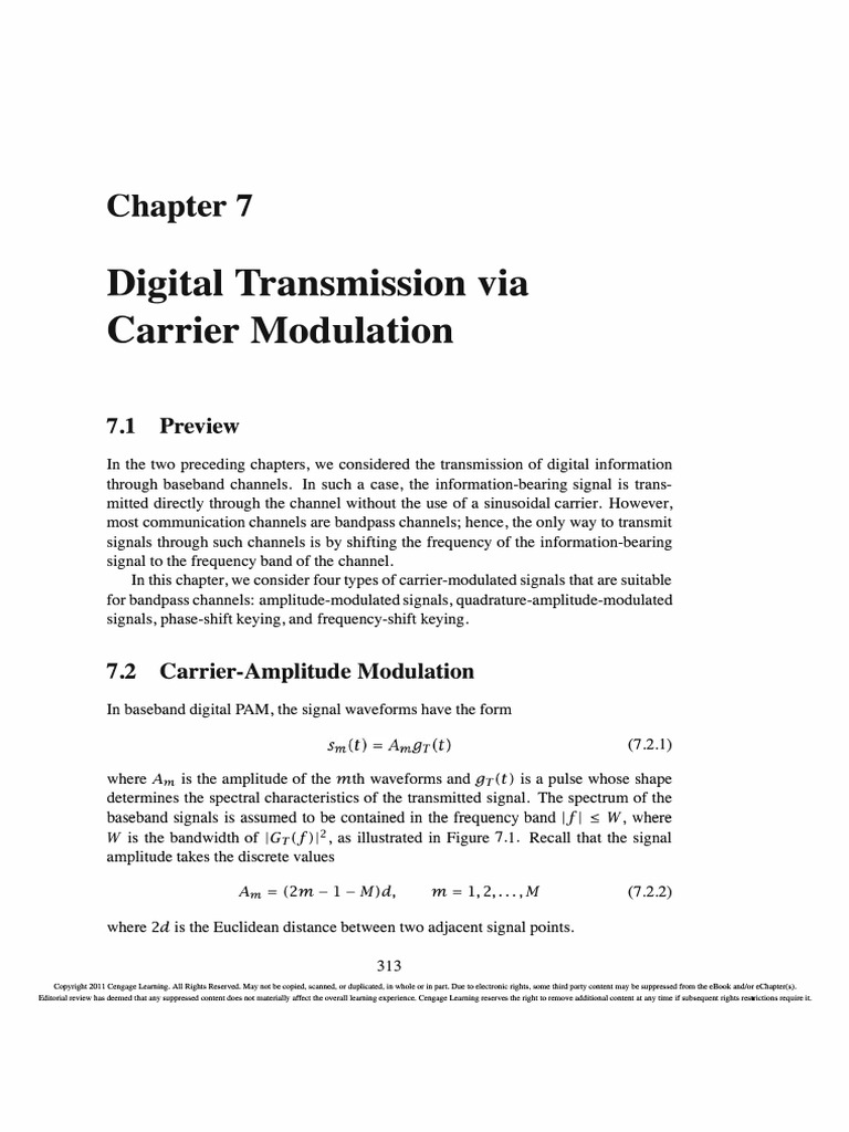 Chap7 Digital Transmission Via Carrier Modulation Pdf Modulation Spectral Density
