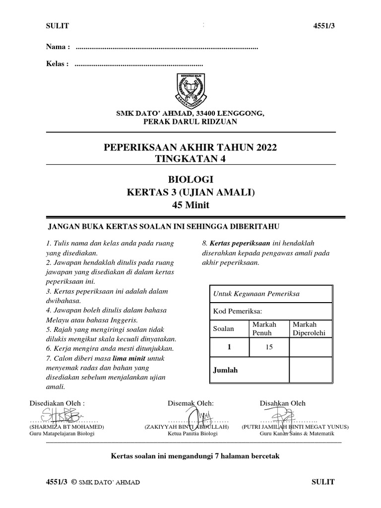 Uas Bio Pat F4 2022 | PDF