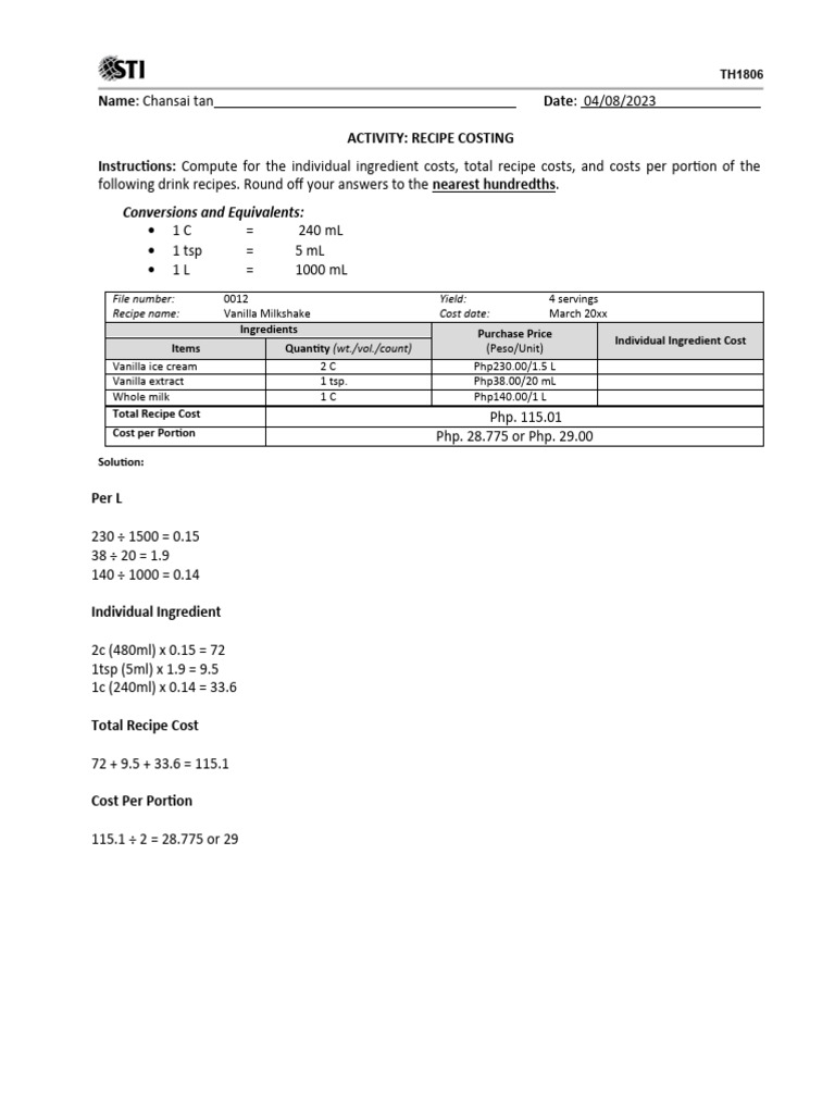 05 Activity 1 | Download Free PDF | Dairy Products | Dairy