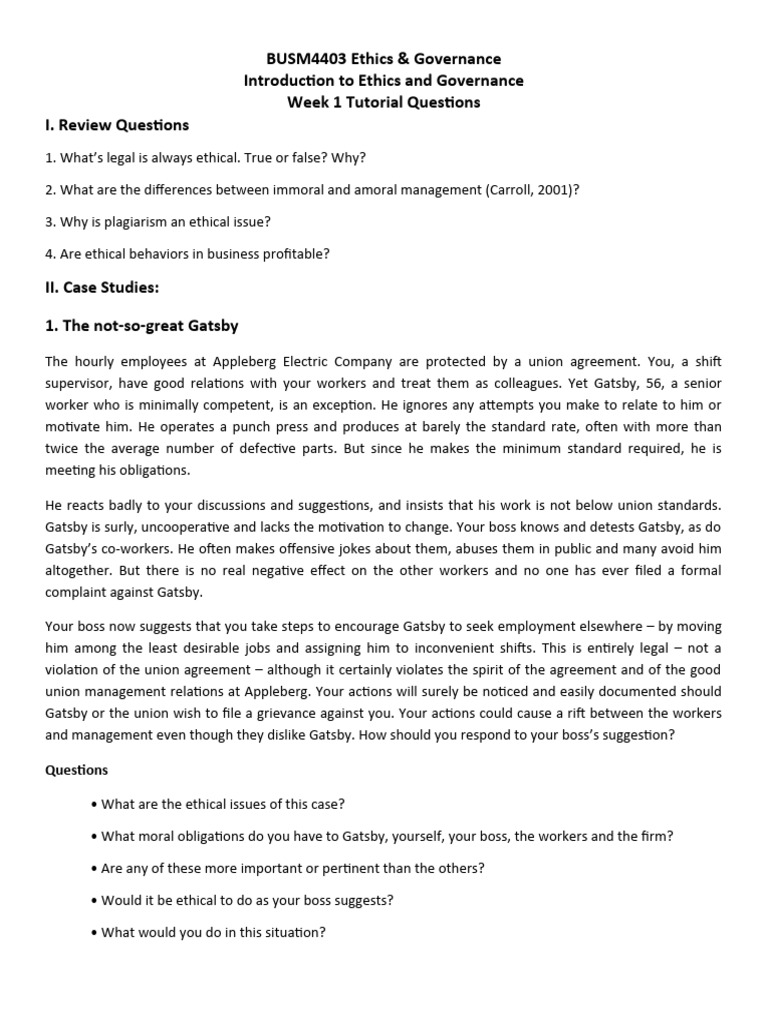 Week 1 Tutorial Questions | PDF | Employment | Business