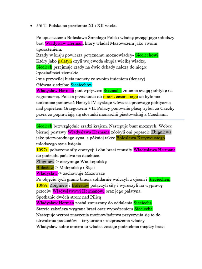 Historia Temat 5 I 6 | PDF