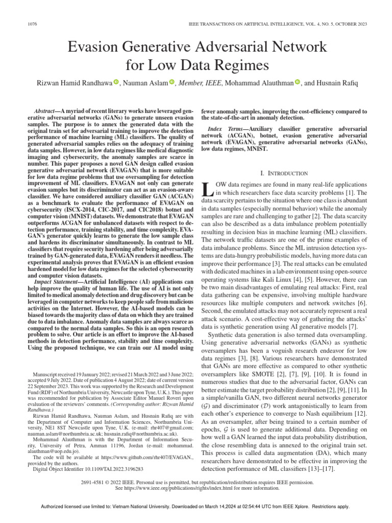 Evasion Generative Adversarial Network For Low Data Regimes Pdf