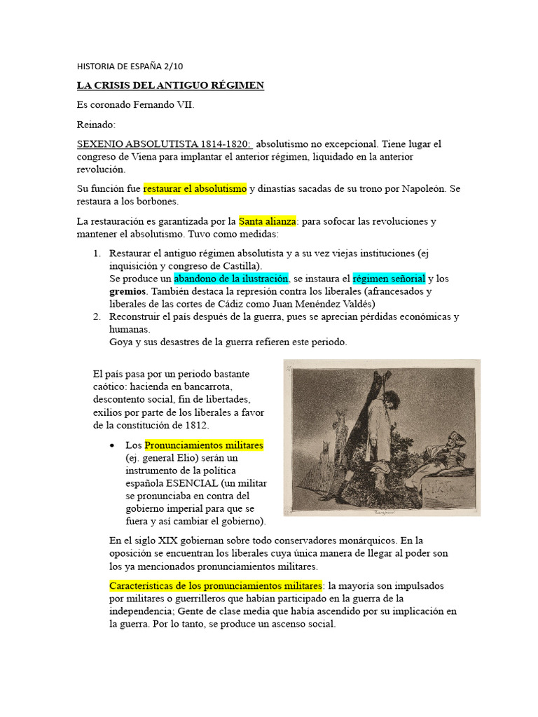 Crisis del Antiguo Régimen en España | PDF | Política de españa ...