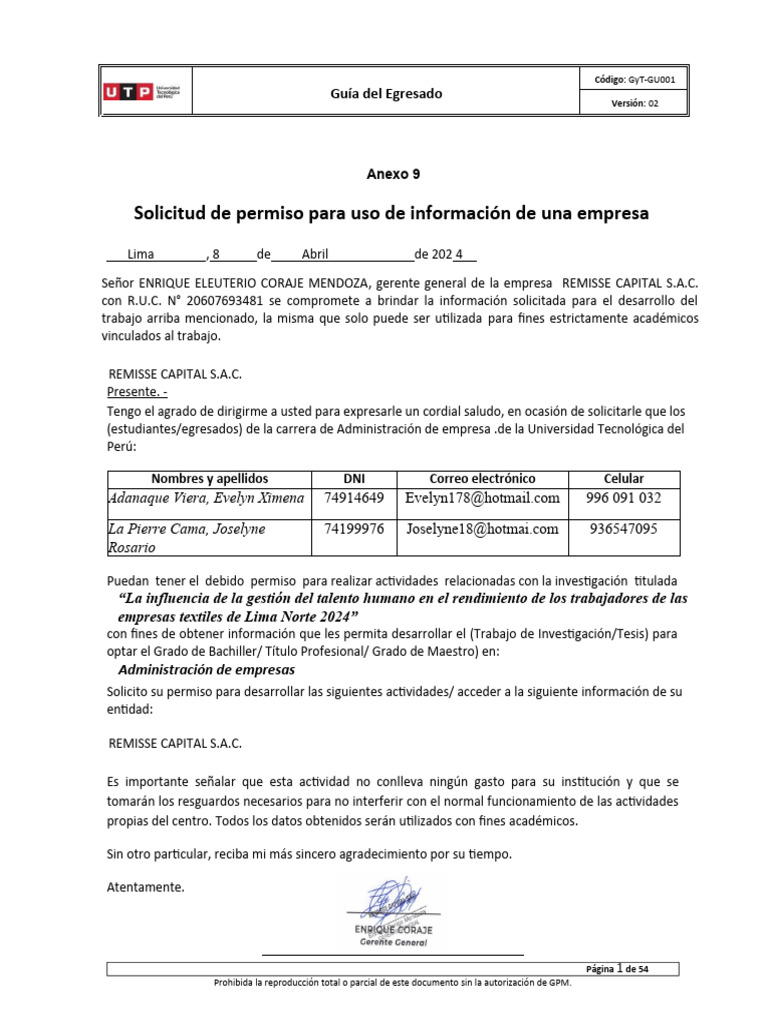 Formatos de Anexos Utp | PDF
