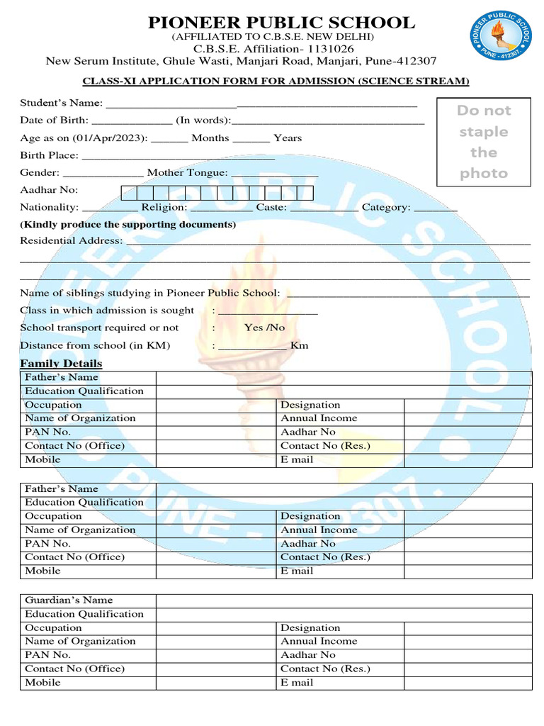 admission_form_XI | PDF