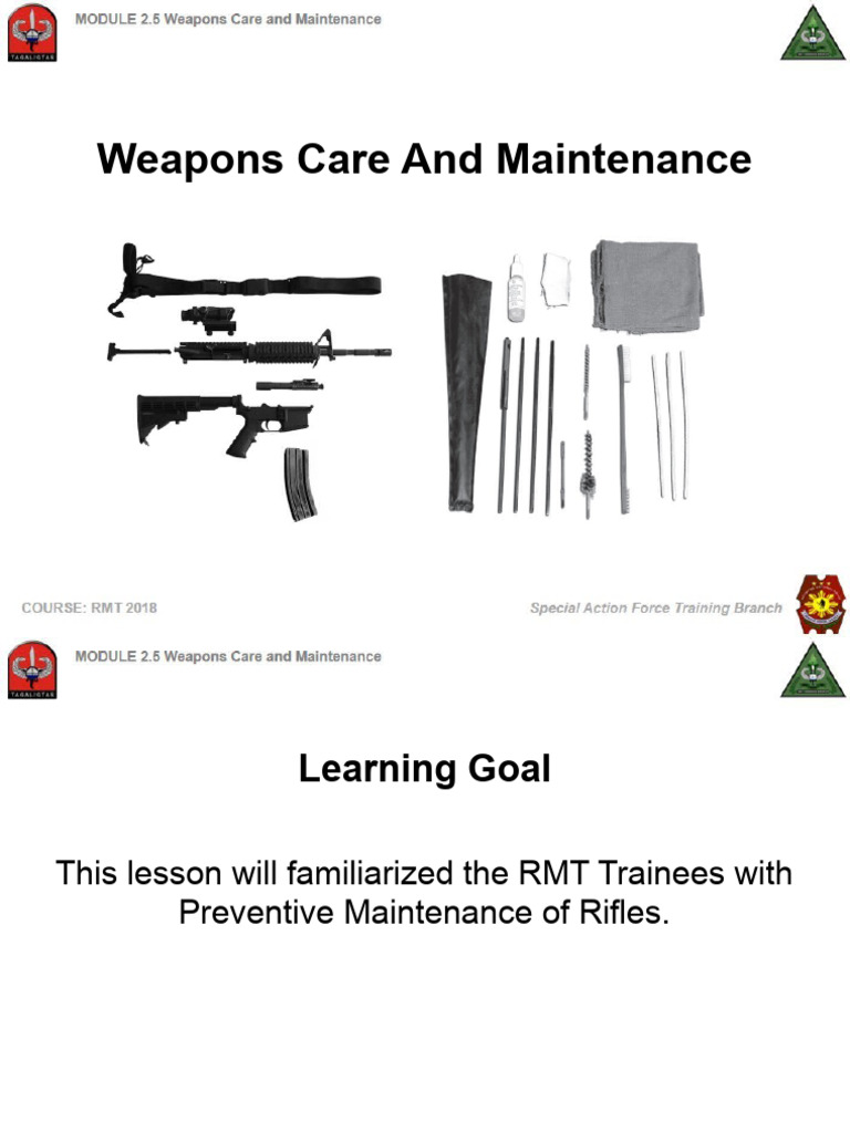 SP Module 2.5 Weapons Care and Maintenance | PDF | Gun Barrel | Trigger ...