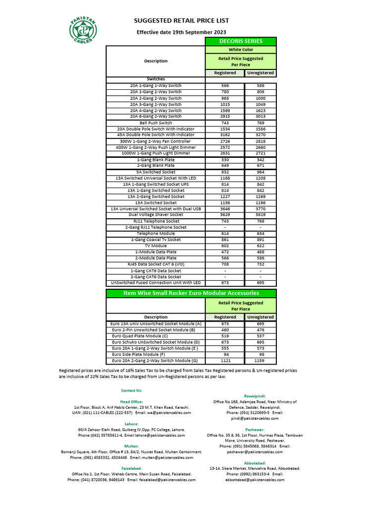 WA Retail Price List 19sep.23 For Website General Circulation - White | PDF | Telecommunications ...