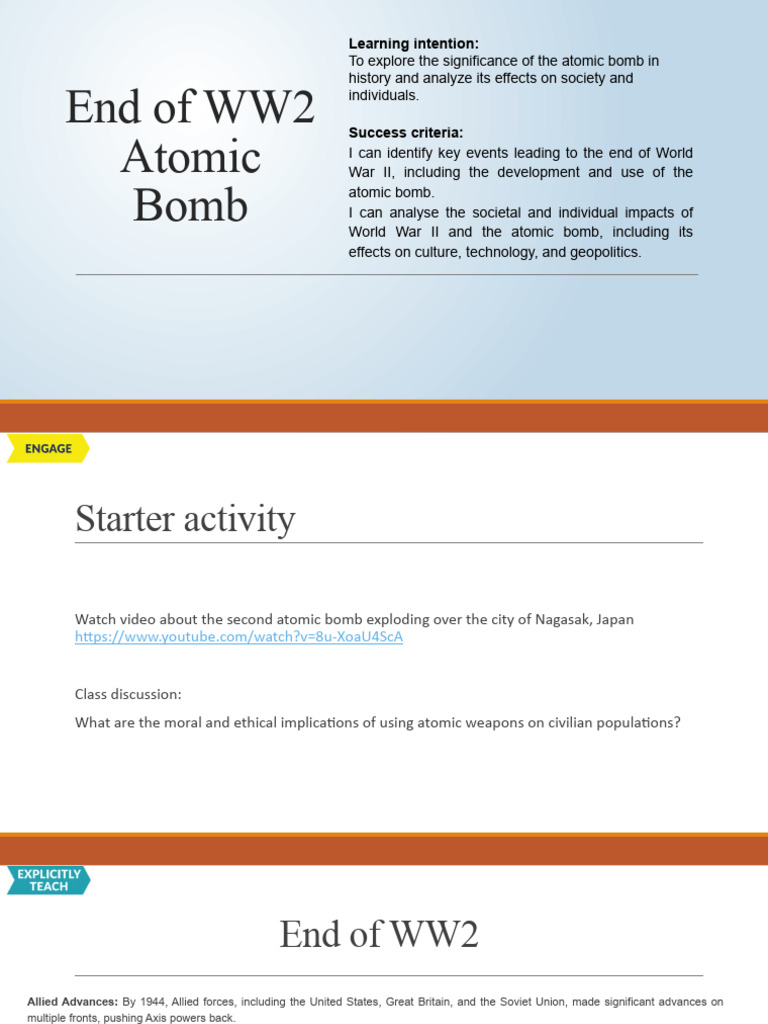 End of the War Atomic Bomb Powerpoint | PDF | Nuclear Weapons | Atomic ...