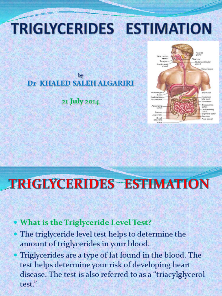 Estimation of Triglycerides | PDF | Lipoprotein | Low Density Lipoprotein