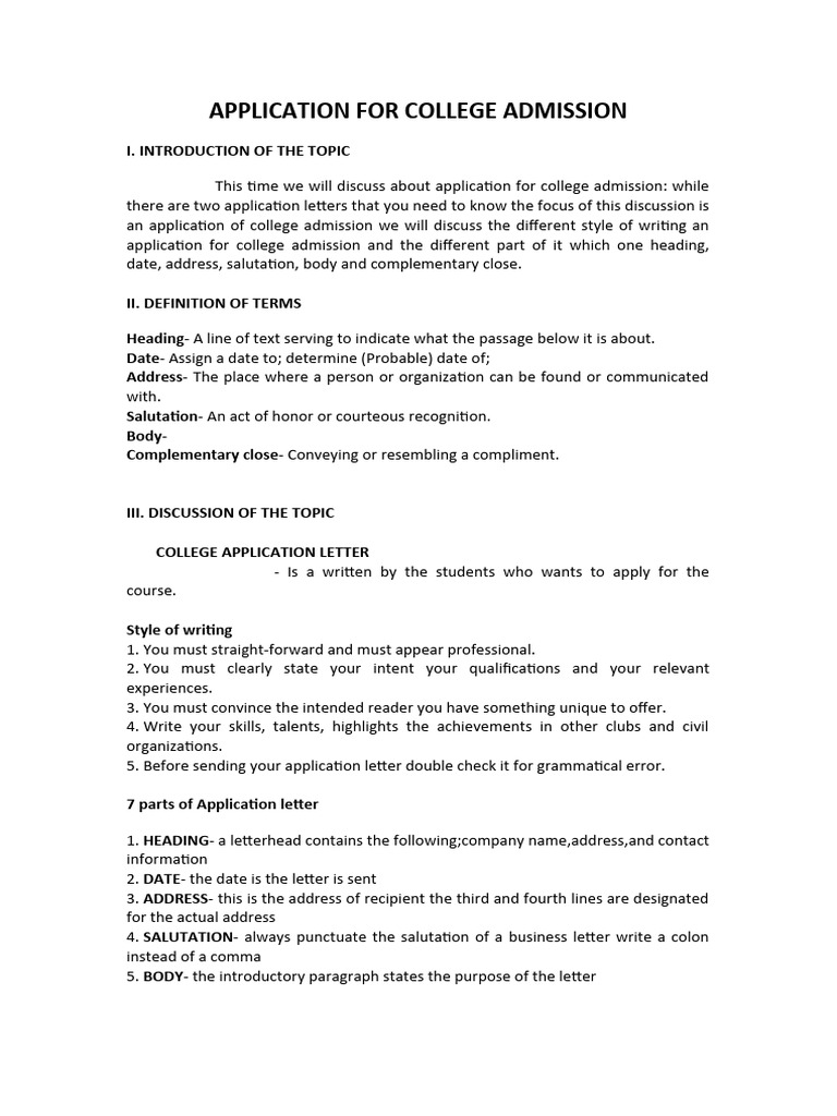 Application For College Admission | PDF | Human Communication