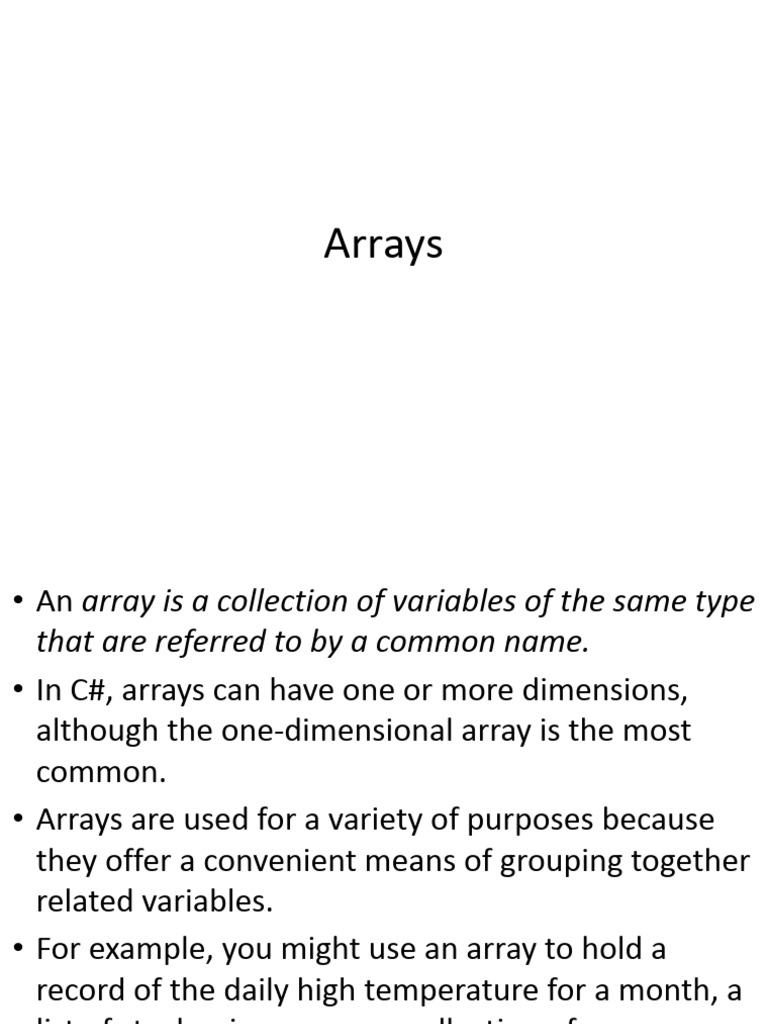 6 Arrays And Collections Download Free Pdf Integer Computer Science Class Computer