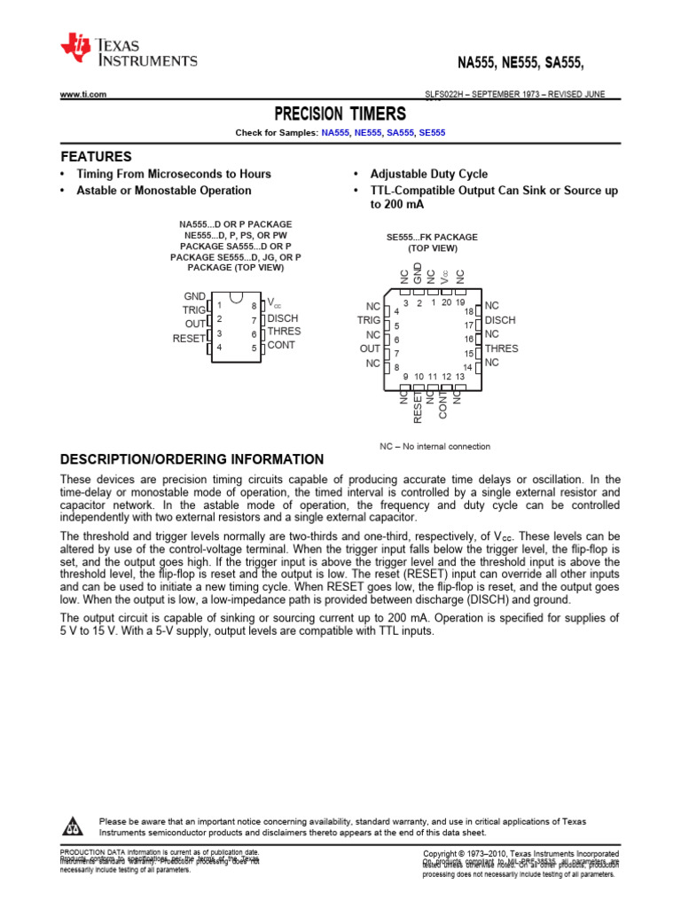 NA555 | PDF | Manufactured Goods | Digital Electronics