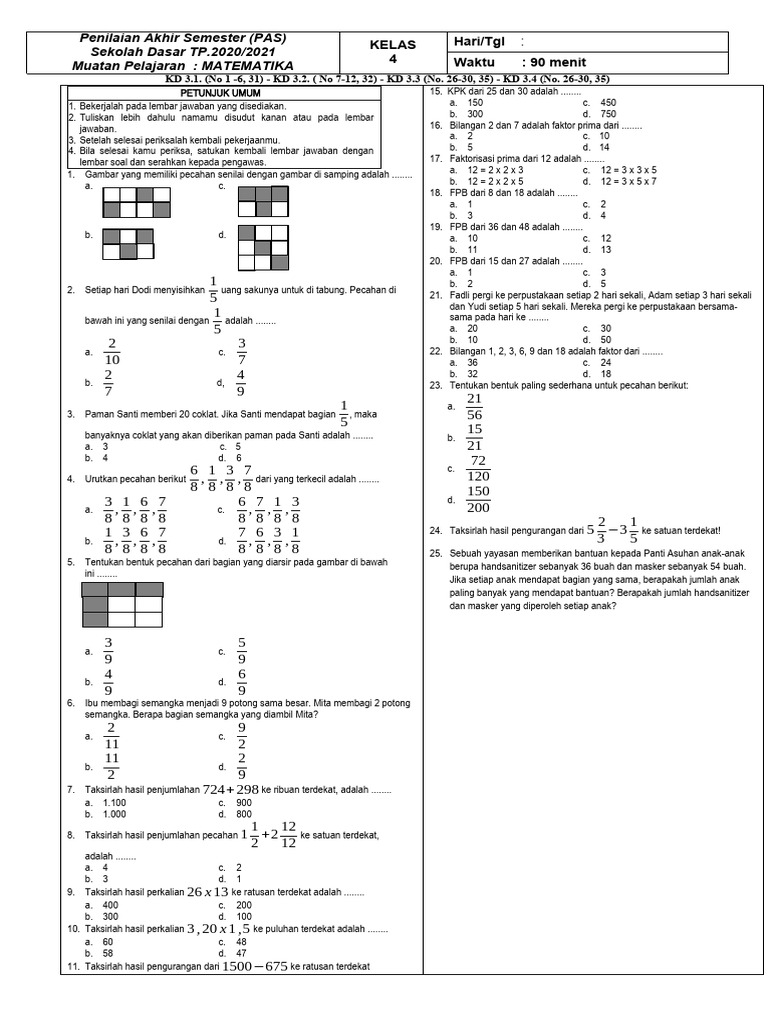 Format Pengetikan Soal Pas 2020-2021 | PDF