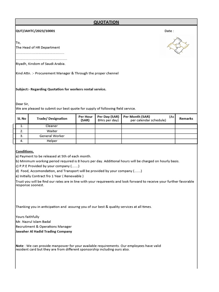 Qoutation Format | PDF | Law
