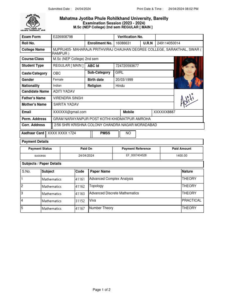 Examination Enrollment | PDF