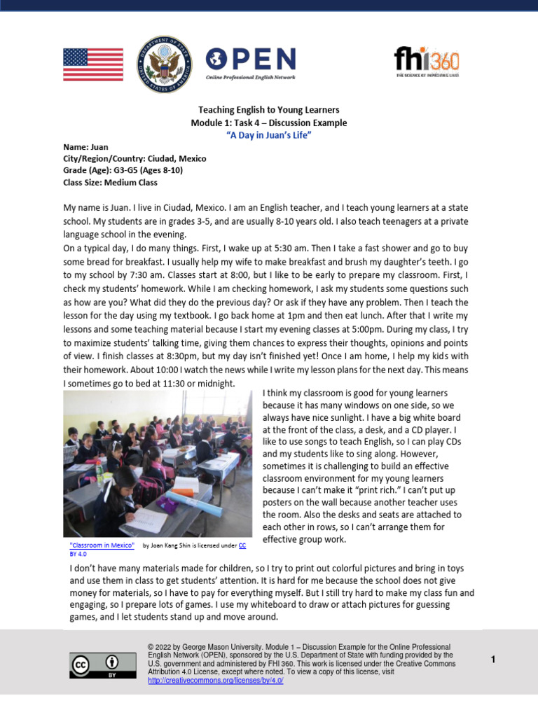 MOOC Module 1 - A Day in My Life Example | PDF | Classroom | Behavior ...