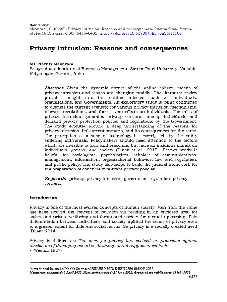 Understanding Privacy Intrusion Issues | PDF | Privacy | Right To Privacy