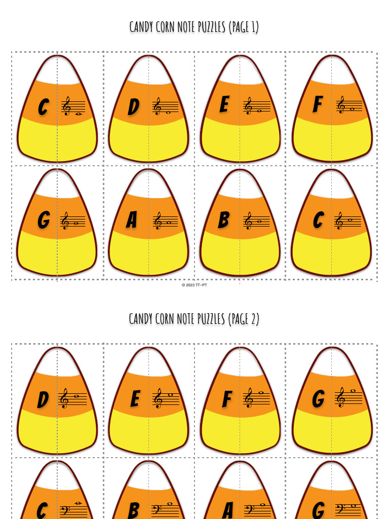 Candy Corn Note Puzzles (Page 1) : C F E D | PDF