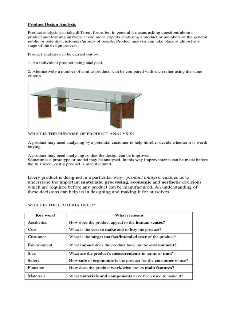Product Design - Analysis - Handout | Download Free PDF | Product ...