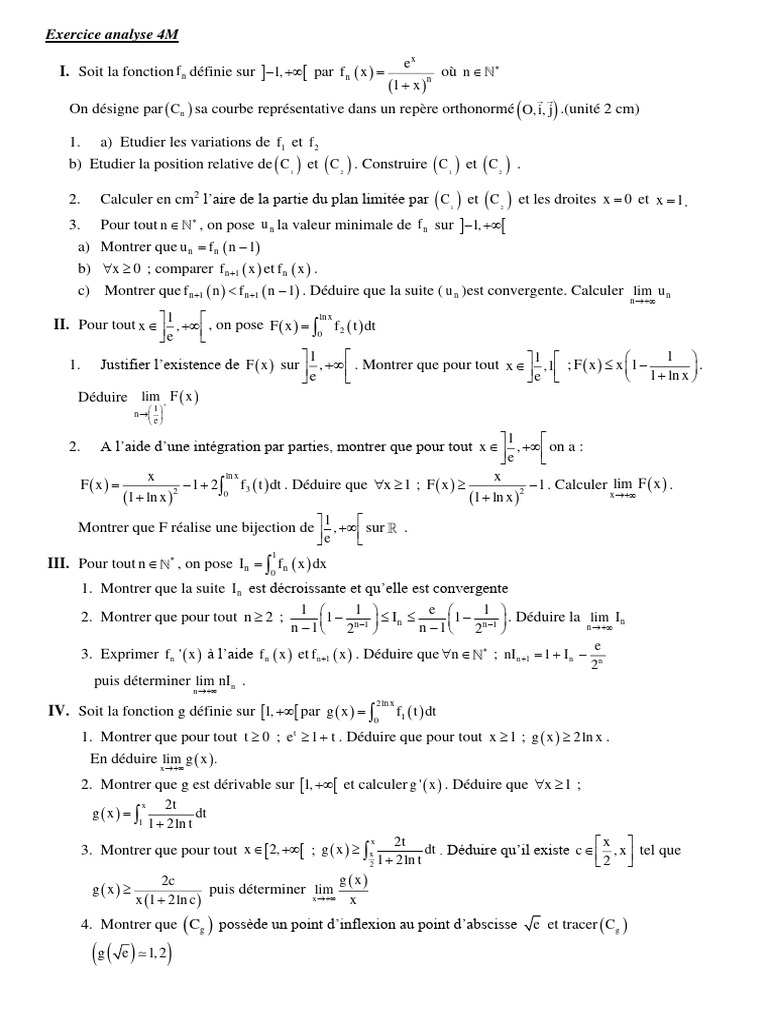 Analyse des fonctions et intégrales 4M | PDF | Mathématiques | Analyse ...
