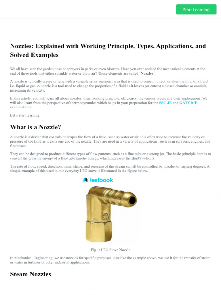 Nozzles Learn Its Working Types Applications With Examples. 0947995b | PDF