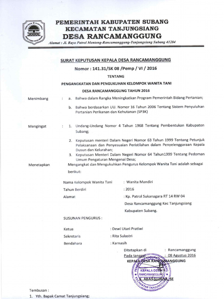 SK KWT WANITA MANDIRI | PDF