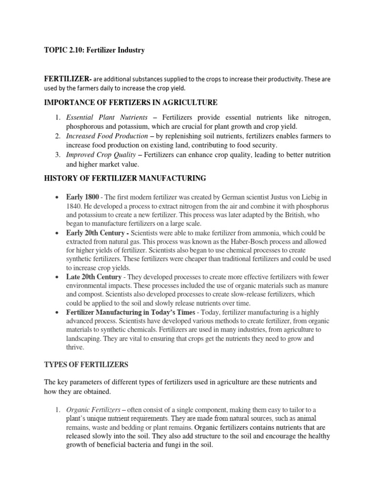 Fertilizer Industry Fact Sheet | PDF | Fertilizer | Nutrients