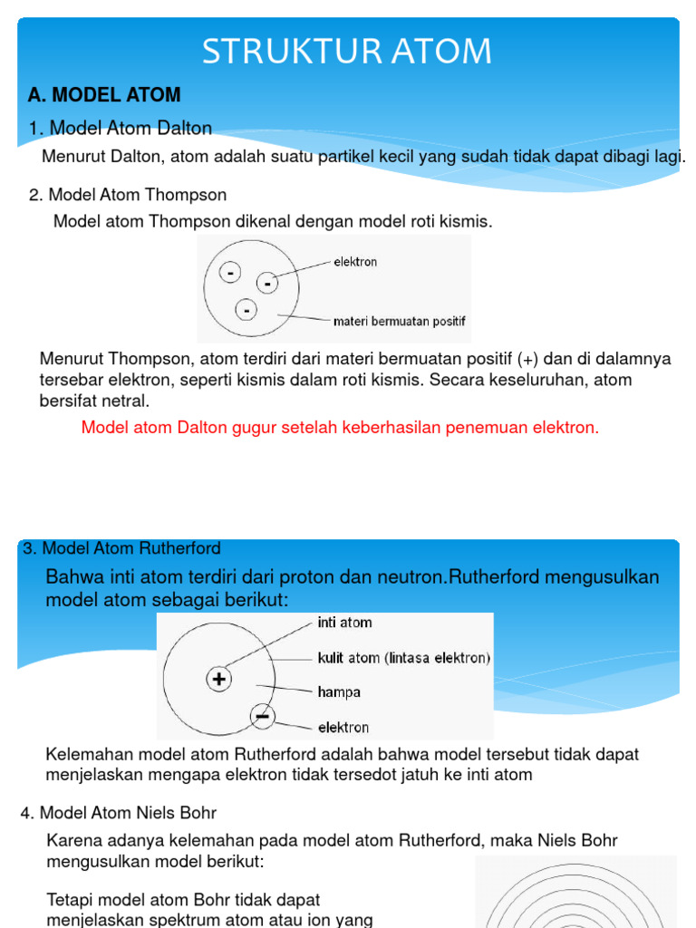 Perbandingan Model Atom dalam Teori Atom | PDF