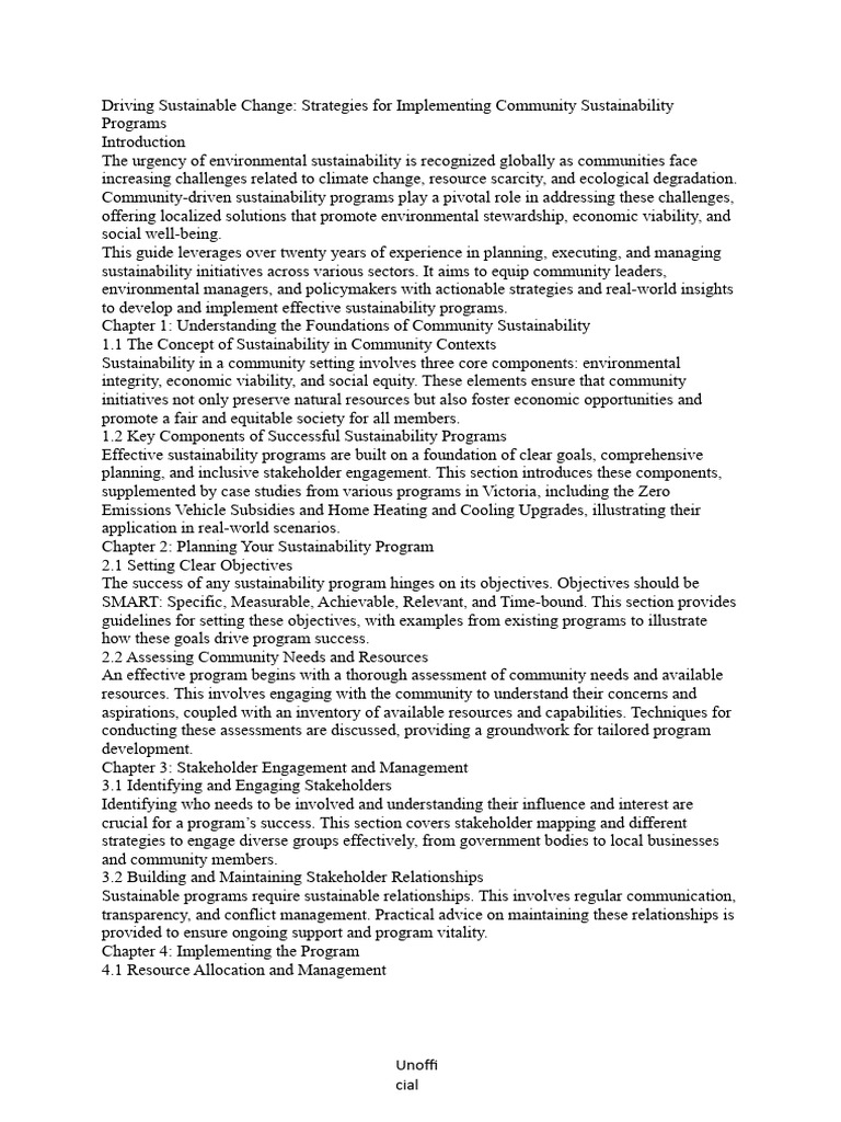 Community Sustainability Program Guide | PDF | Sustainability | Natural ...