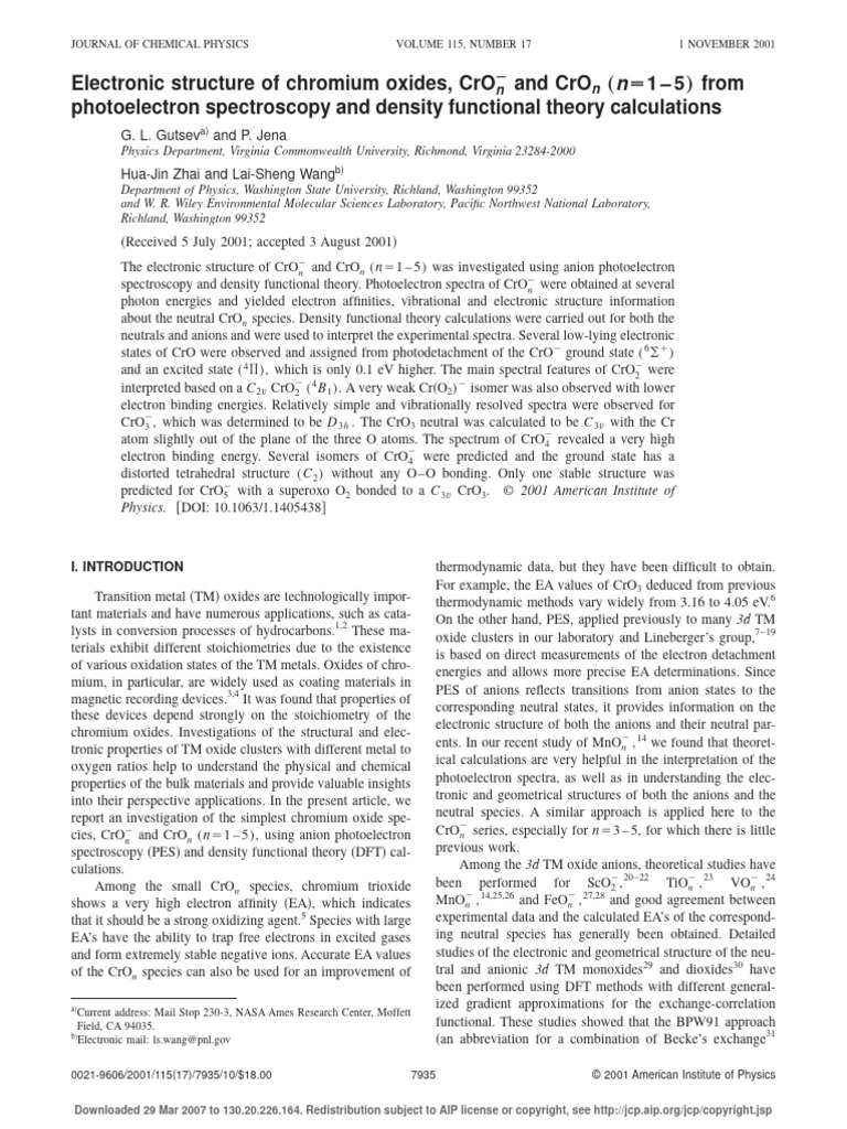 SL - PAP - G.Gutsev P.Jena - 2001 - Electronic Structure of CR Oxides ...