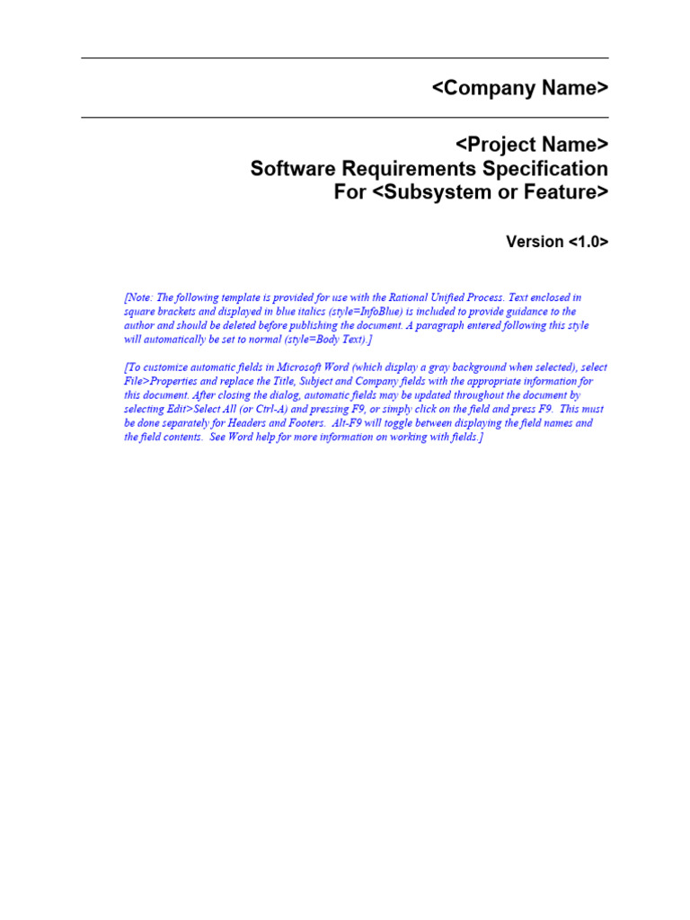 Software Requirements Specification Template | Download Free PDF ...