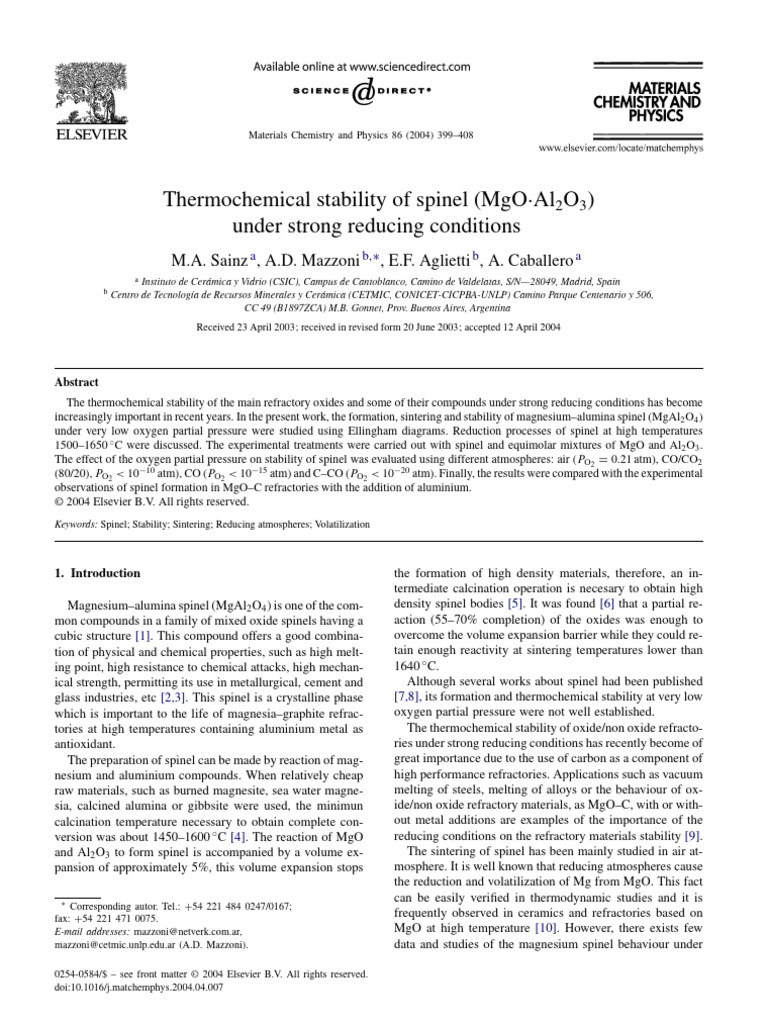 SL - PAP - M.Sainz A.Mazzoni - 2004 - Thermochemical Stability of ...