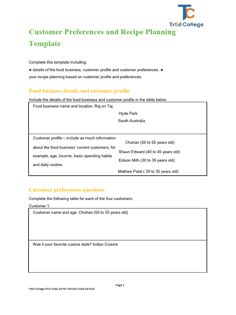 Customer Preferences for Raj on Taj Menu | PDF | Menu | Indian Cuisine
