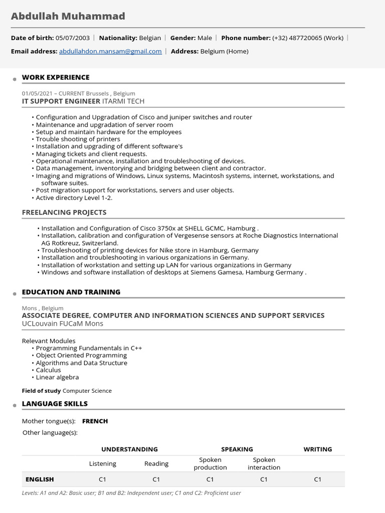 CV Abdullah Muhammad 1 | PDF | Microsoft Windows | Linux