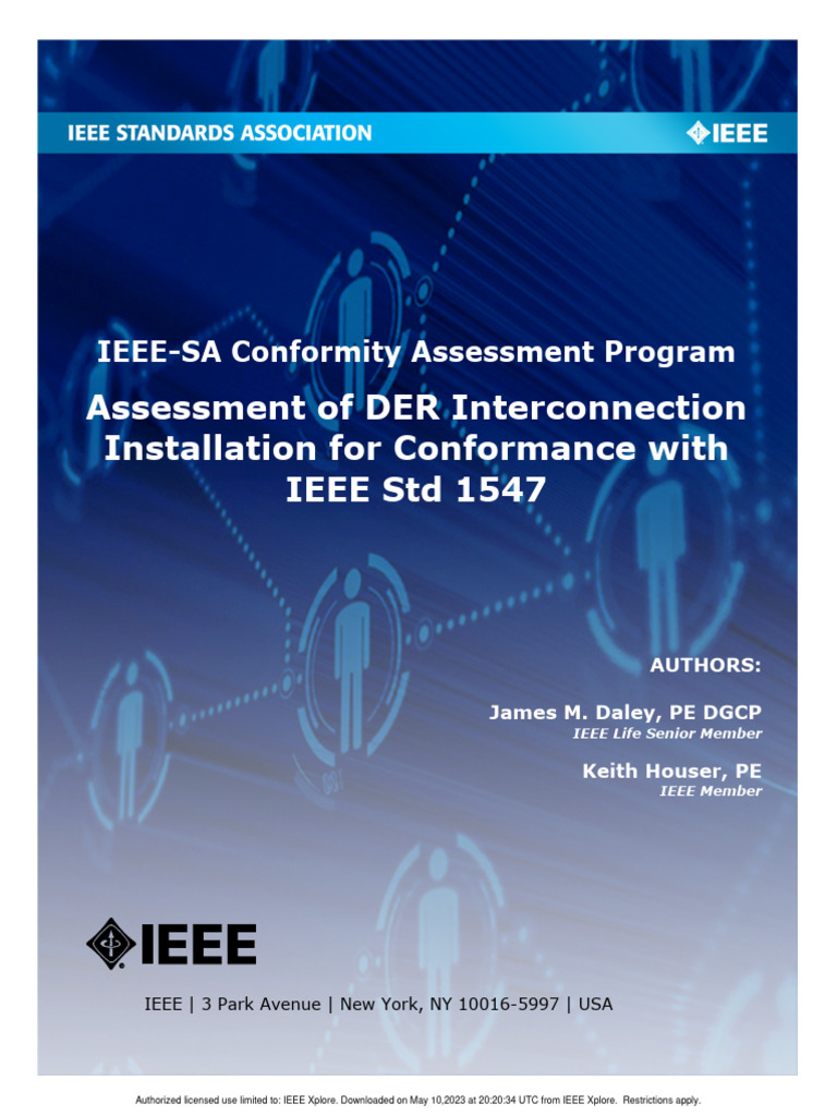 Assessment of DER Interconnection Installation For Conformance With ...